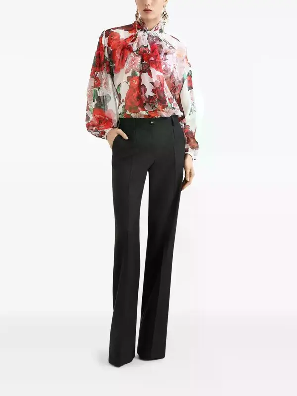 Dolce & Gabbana Rose-print Chiffon Blouse