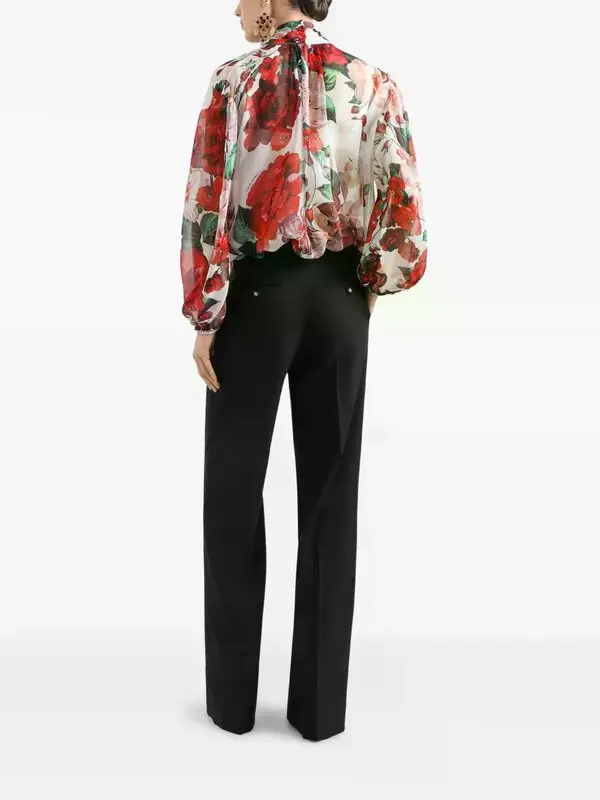 Dolce & Gabbana Rose-print Chiffon Blouse