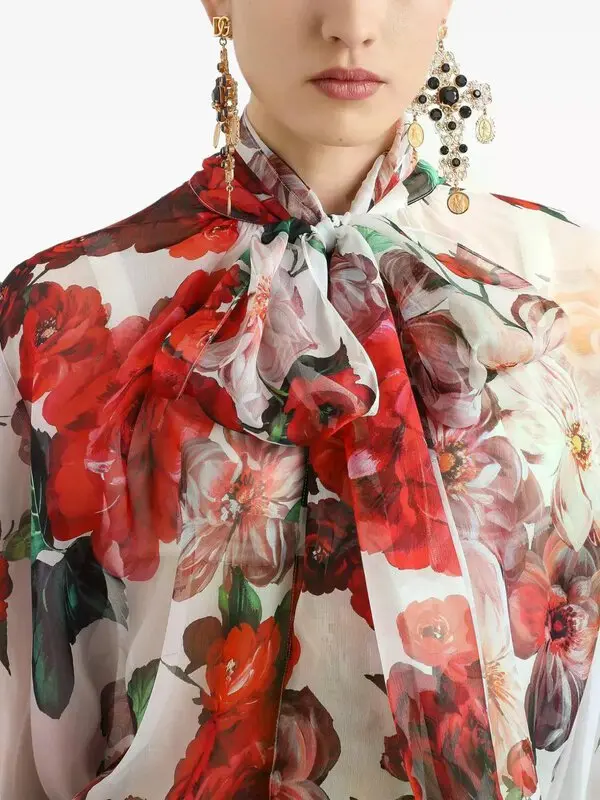 Dolce & Gabbana Rose-print Chiffon Blouse