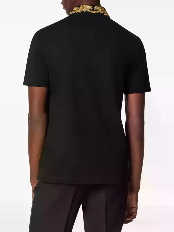 Versace Barocco Leaf Embroidered Polo Shirt