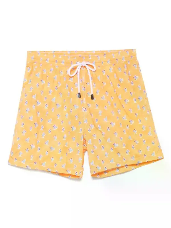 BARBA NAPOLI Cactus-print Swim Shorts - Orange