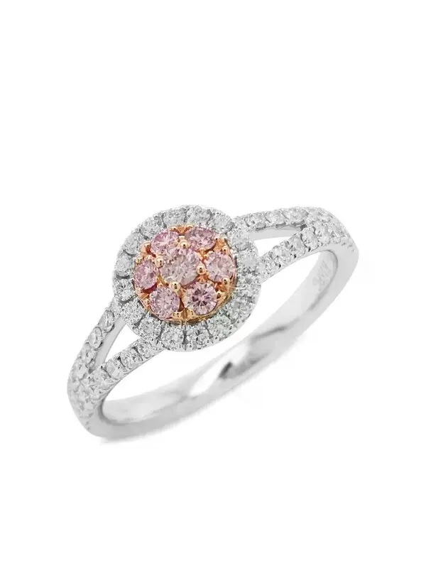 HYT JEWELRY 18kt White Gold Diamond Cocktail Ring - Pink