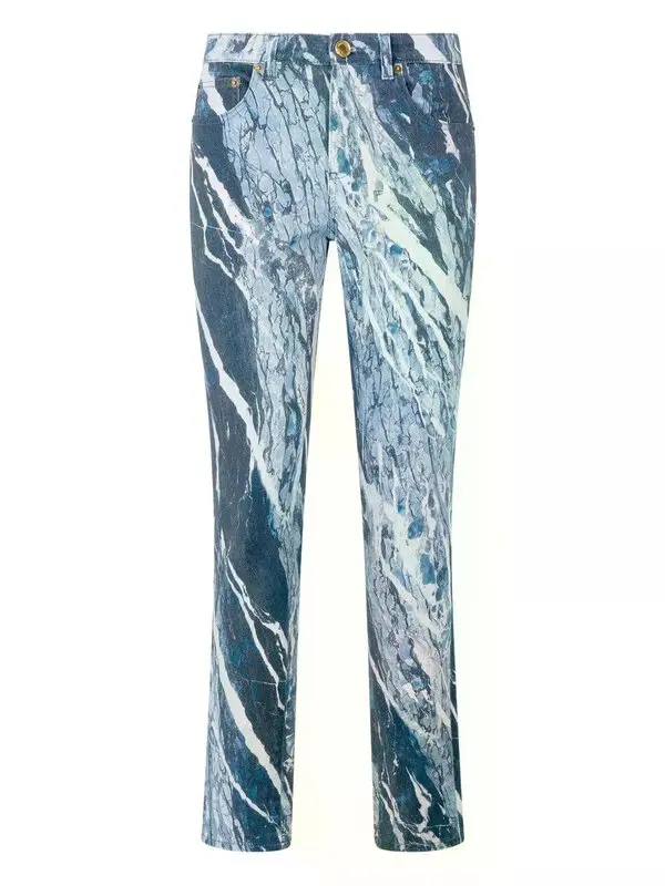 Roberto Cavalli Marble-print Straight-leg Jeans