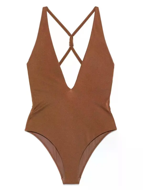 Versace Safety Pin One Piece Swimsuit - Brown