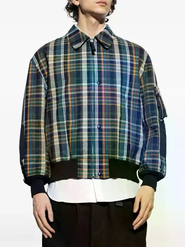 Comme Des Garçons Checked Bomber Jacket - Green