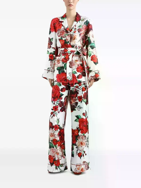Dolce & Gabbana Floral Print Silk Trousers