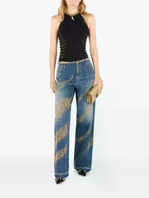 Roberto Cavalli Distressed Wide-leg Jeans