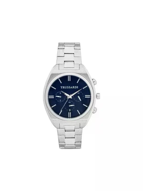 TRUSSARDI 43mm Chronograph Watch - Silver