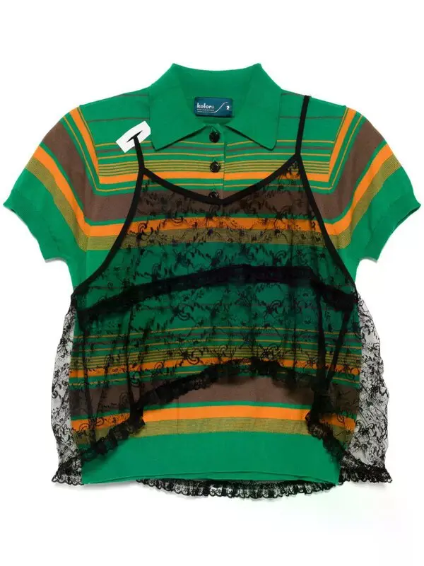 Kolor Strip Polo Tops