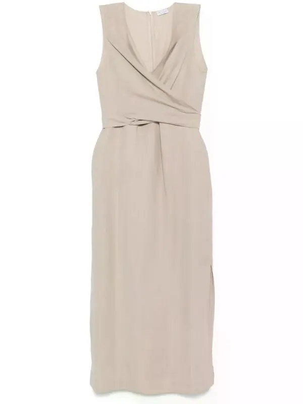 Brunello Cucinelli Wrap-effect Midi Dress