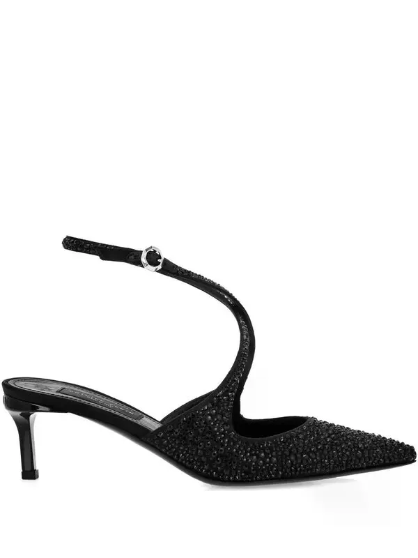 Philipp Plein 55mm Strass Slingback Pumps - Black