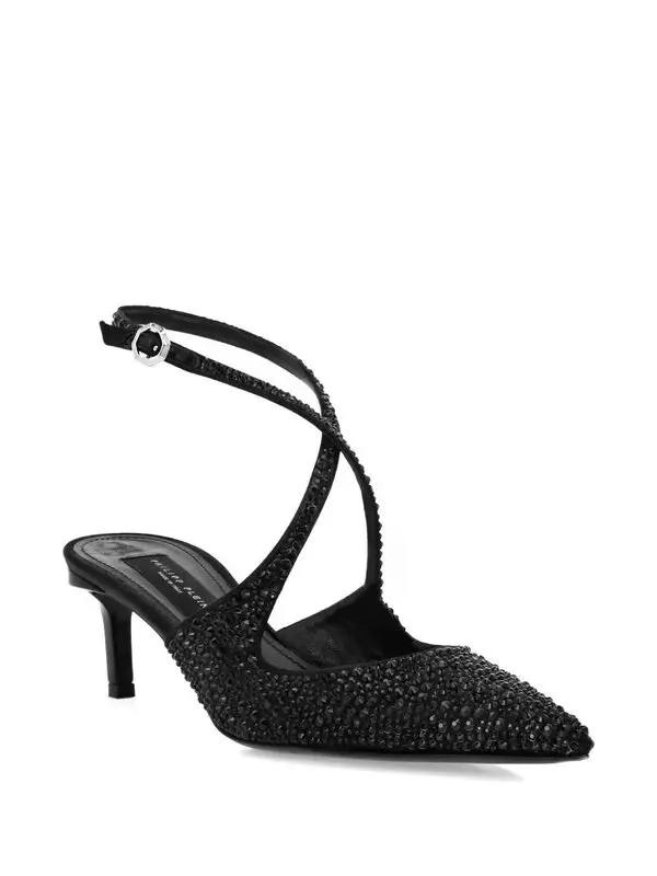 Philipp Plein 55mm Strass Slingback Pumps - Black