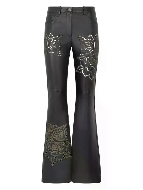Roberto Cavalli Floral-embroidery Flared Trousers