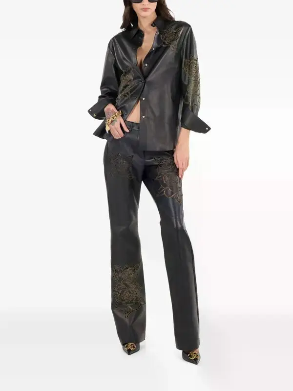 Roberto Cavalli Floral-embroidery Flared Trousers
