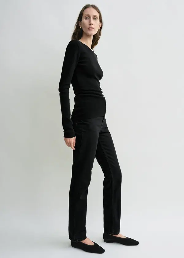 TOTEME Compact Cotton Top - Black