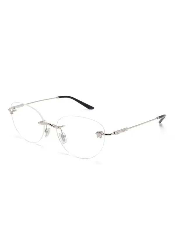Versace Rimless Oval-frame Glasses - Silver