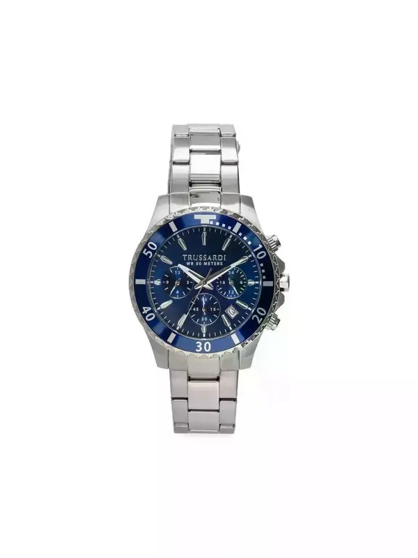 TRUSSARDI 42mm Chronograph Watch - Silver