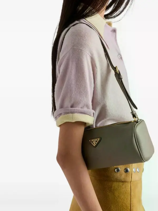 Prada Leather Shoulder Bag - Grey