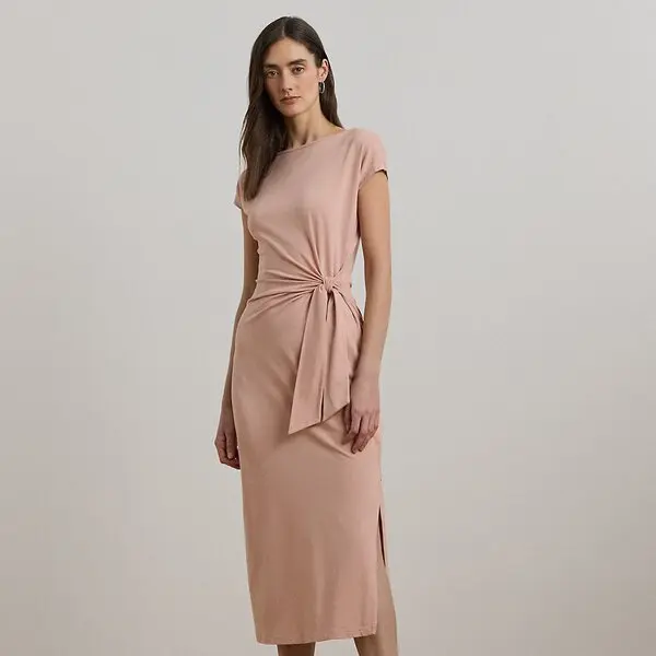 Ralph Lauren Tie-Front Jersey Midi Dress In Sunrise Blush - 26% Off |  Editorialist