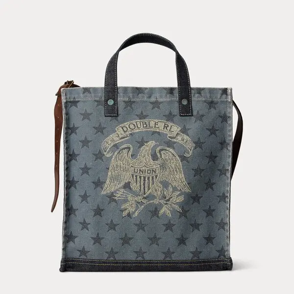 Ralph Lauren Star-print Graphic Tote Bag - Indigo/cream/brown