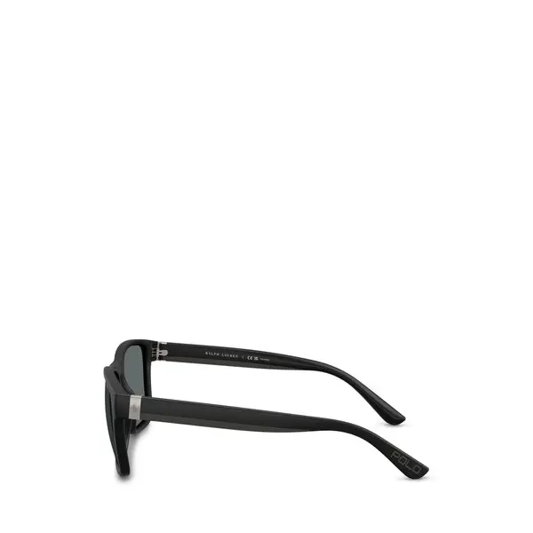 Ralph Lauren Striped-temple Square Sunglasses - Matte Black