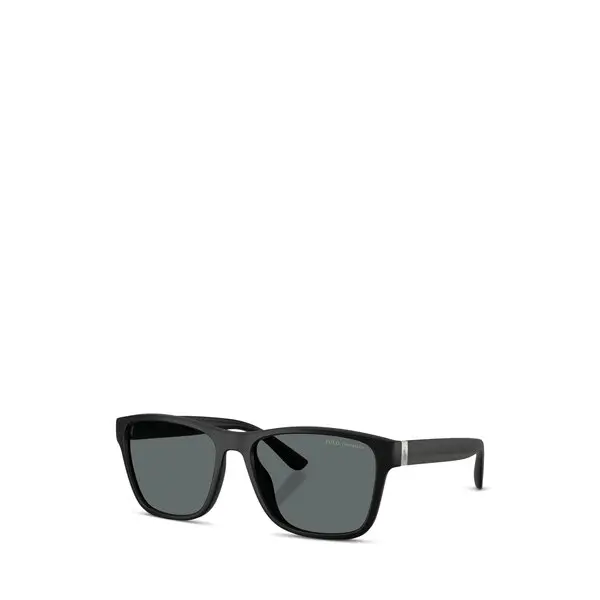 Ralph Lauren Striped-temple Square Sunglasses - Matte Black