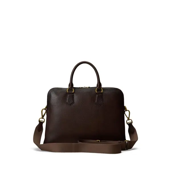Ralph Lauren Pebbled Leather Commuter Bag - Dark Brown