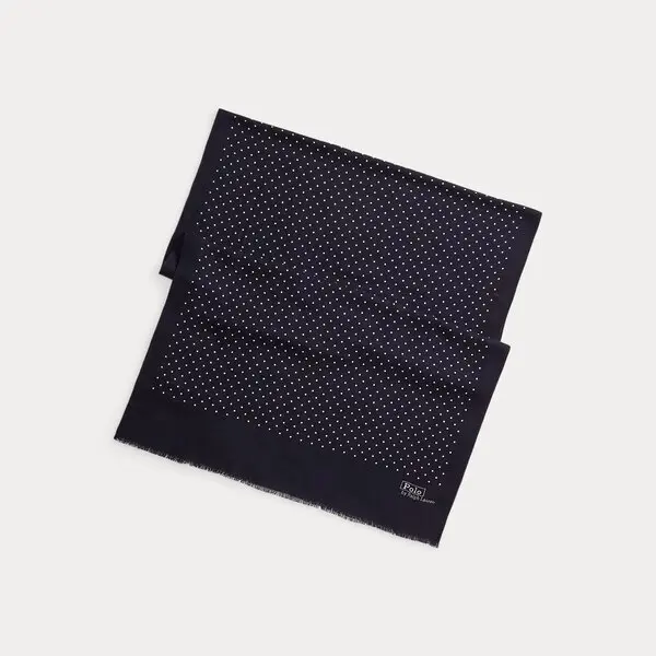 Ralph Lauren Polka-dot Wool-cashmere Scarf - Collection Navy