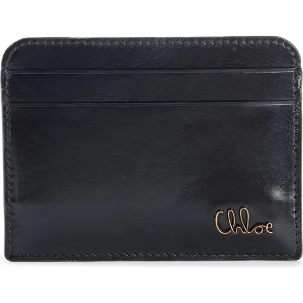 Chloé Iconic Shiny Leather Card Case - 001 Black