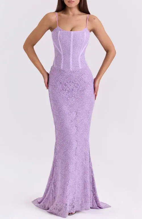 House Of Cb Antonina Mermaid Gown - Sheer Lilac