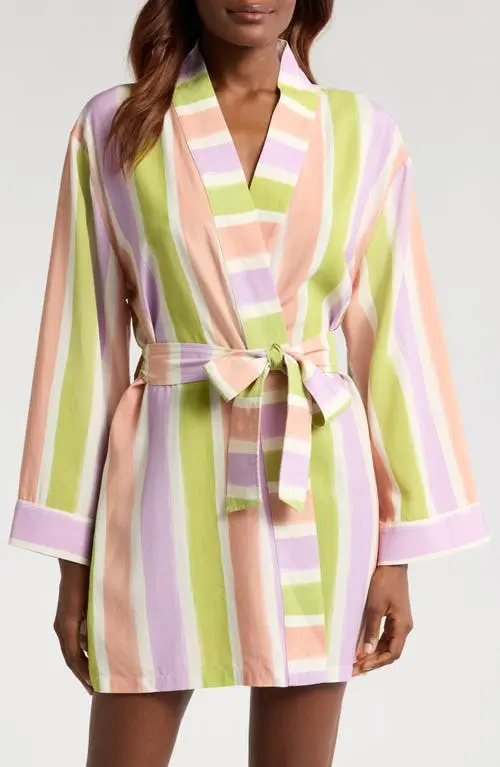 KILO BRAVA Stripe Cotton Short Robe - Painted Stripe