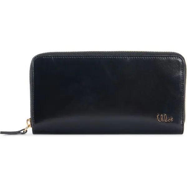TOCA✴︎✴︎Chloe シャイニーカーフスキンロングウォレット✴︎✴︎ Chloé Iconic Shiny Leather Zip Long Wallet In Black - 60% Off
