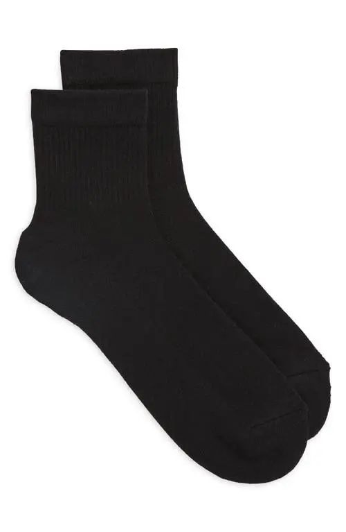 Nordstrom Solid Quarter Crew Socks - Black