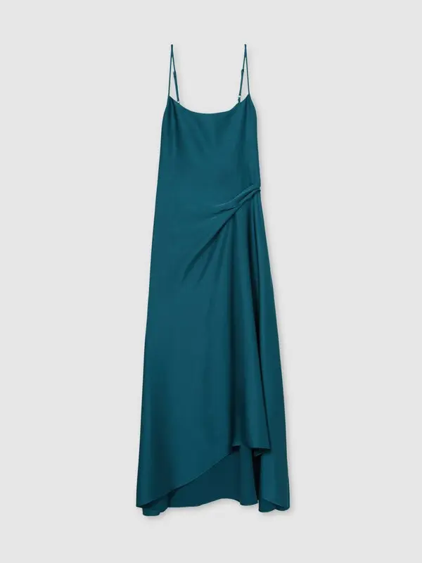 REISS Zoey Satin Slip Dress - Teal