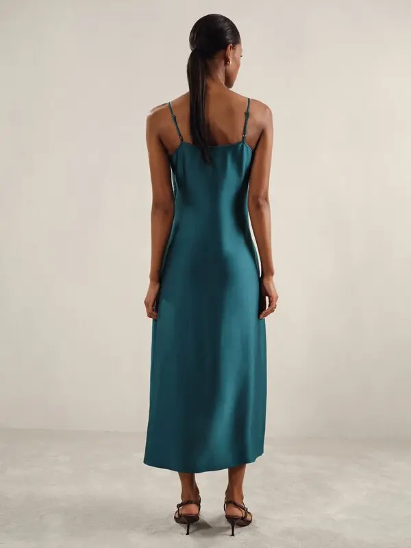 REISS Zoey Satin Slip Dress - Teal