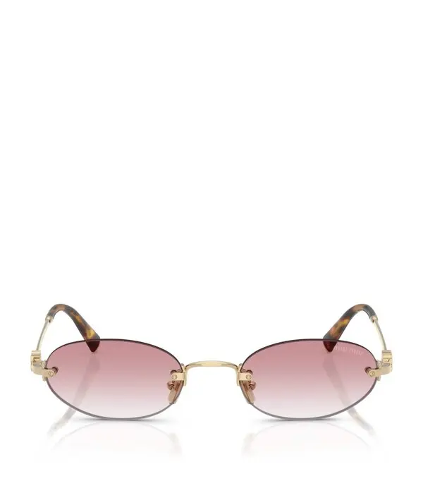 Miu Miu Oval Sunglasses - Gold