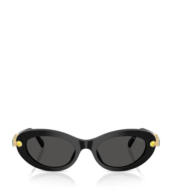 SWAROVSKI Acetate Oval Sunglasses - Black