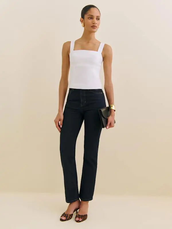 REFORMATION Darci Linen Top - Ivory