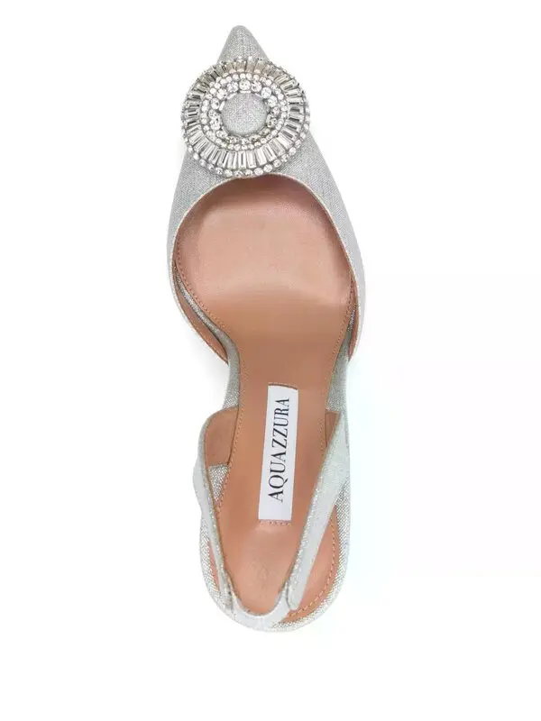 AQUAZZURA 105mm Crystal Hoop Slingback Pumps