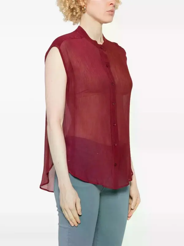 MERCI Semi-sheer Sleeveless Shirt - Red
