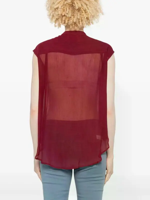 MERCI Semi-sheer Sleeveless Shirt - Red
