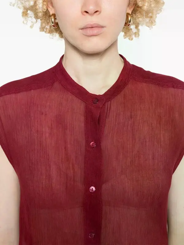 MERCI Semi-sheer Sleeveless Shirt - Red