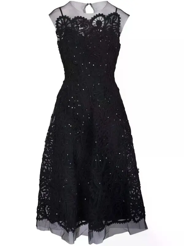 knee length dresses for ladies Danny Open Back Sheer Lace Mini Dress – edikted main image 0