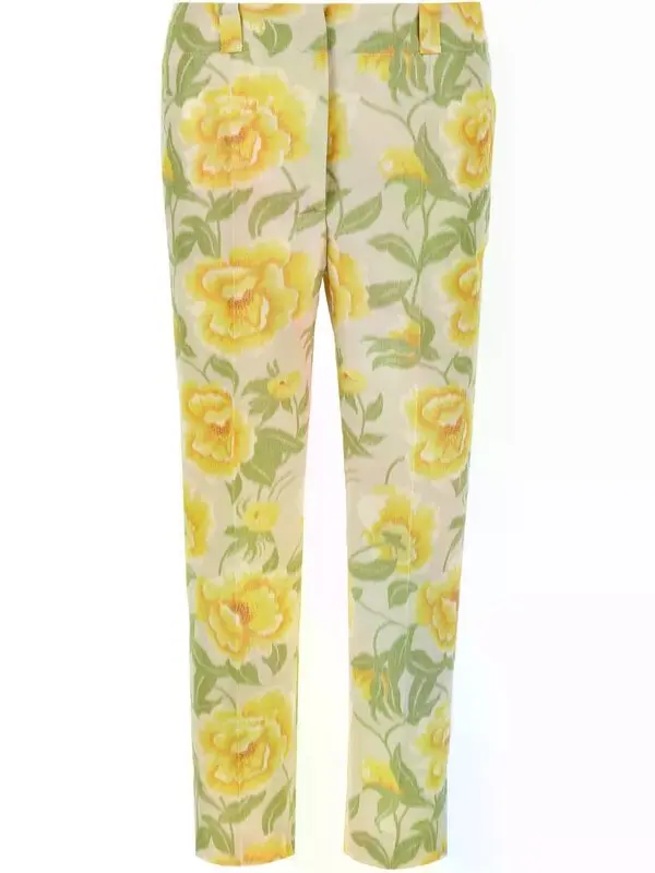 Kenzo Peonies-print Trousers - Neutrals
