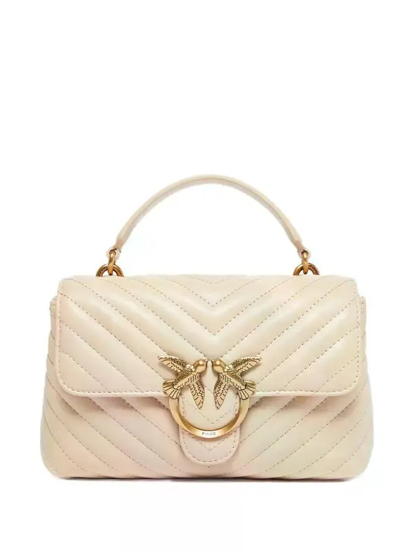 Pinko Mini Lady Love Bag Puff Chevron Quilted Nappa Leather Handbag - Neutrals