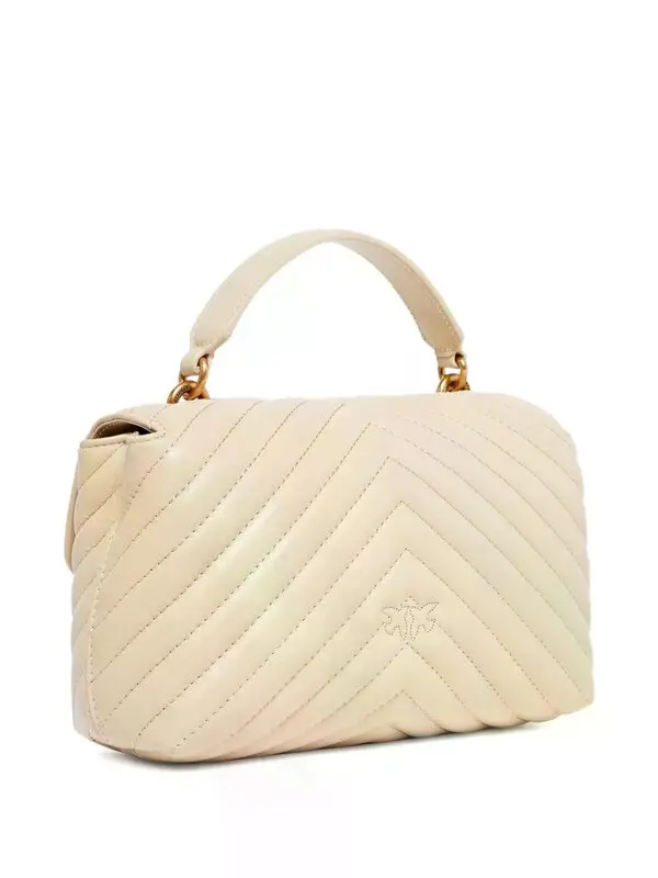 Pinko Mini Lady Love Bag Puff Chevron Quilted Nappa Leather Handbag - Neutrals
