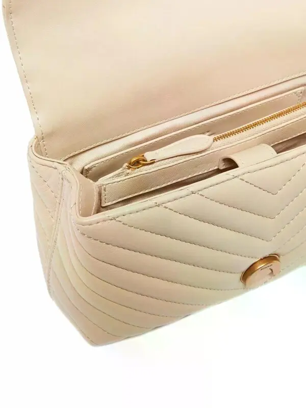 Pinko Mini Lady Love Bag Puff Chevron Quilted Nappa Leather Handbag - Neutrals