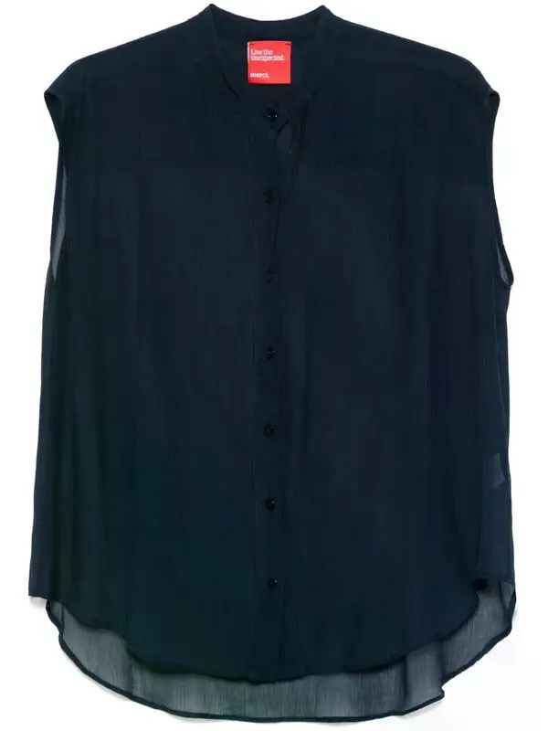 MERCI Semi-sheer Sleeveless Shirt - Blue