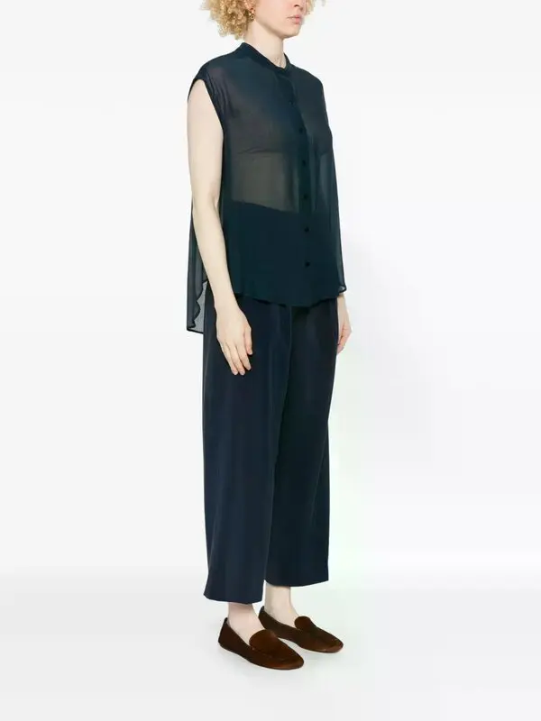MERCI Semi-sheer Sleeveless Shirt - Blue