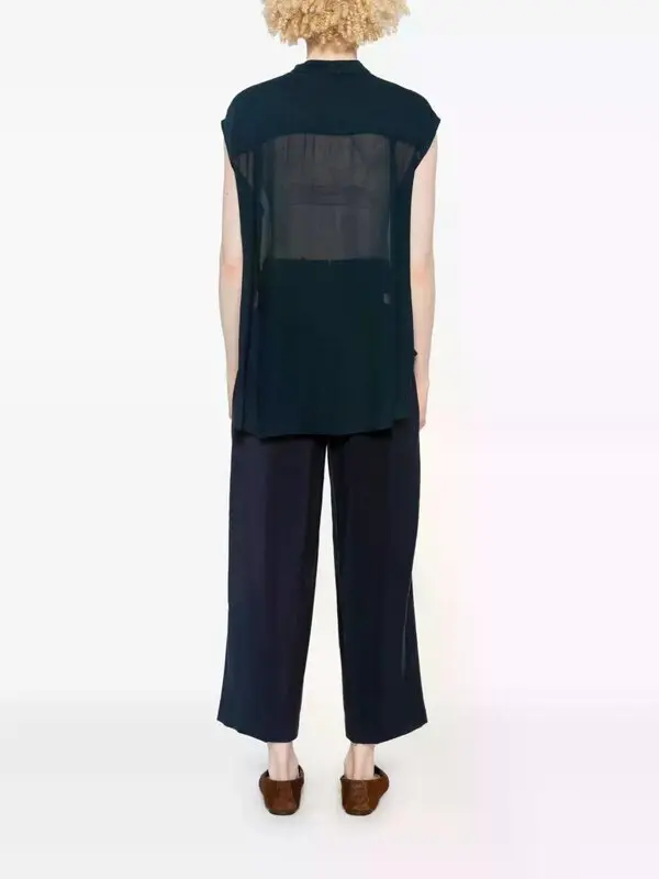 MERCI Semi-sheer Sleeveless Shirt - Blue